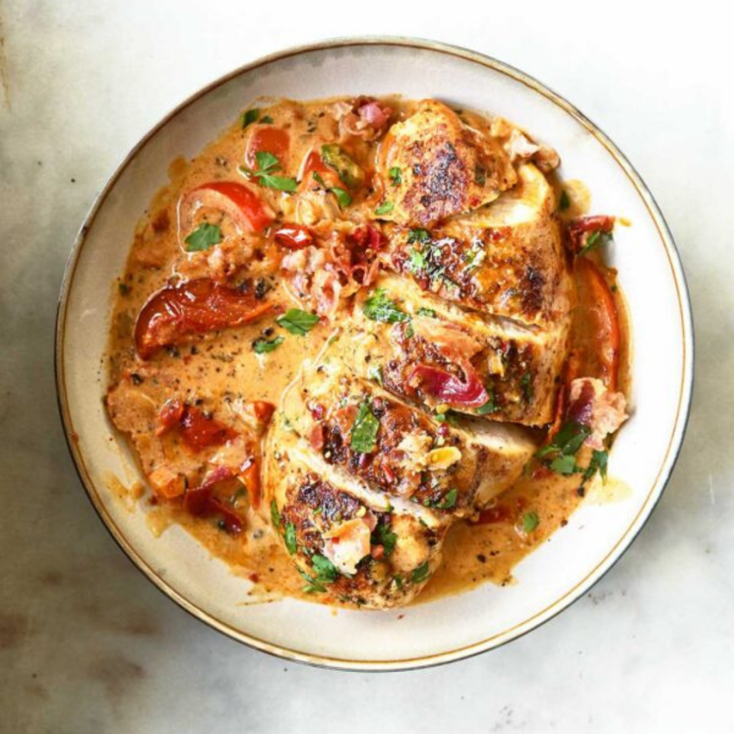 Creamy Garlic Red Pepper Chicken Recipe | Cheff Recipes