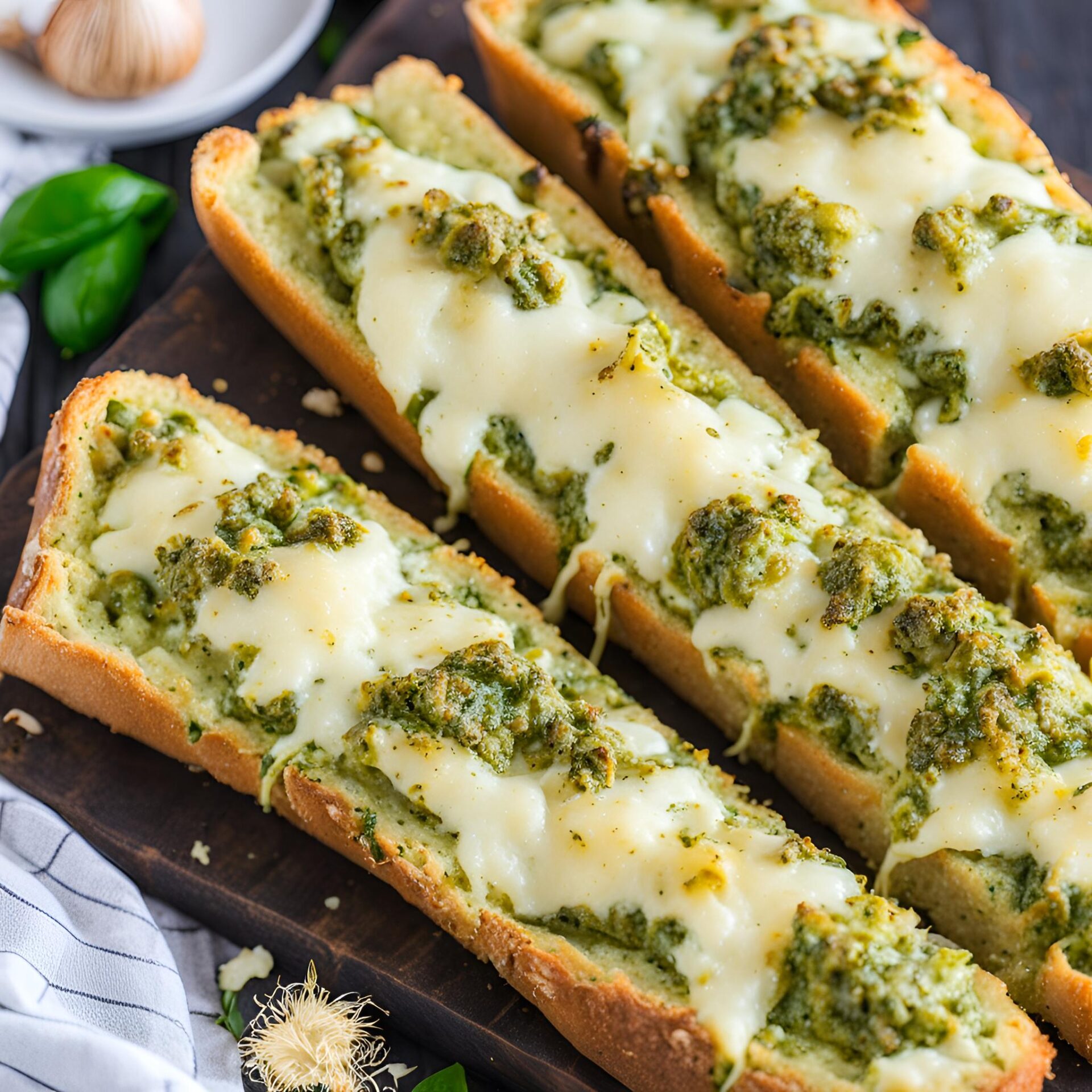 Cheesy Pesto Garlic Bread Recipe | Cheff Recipes