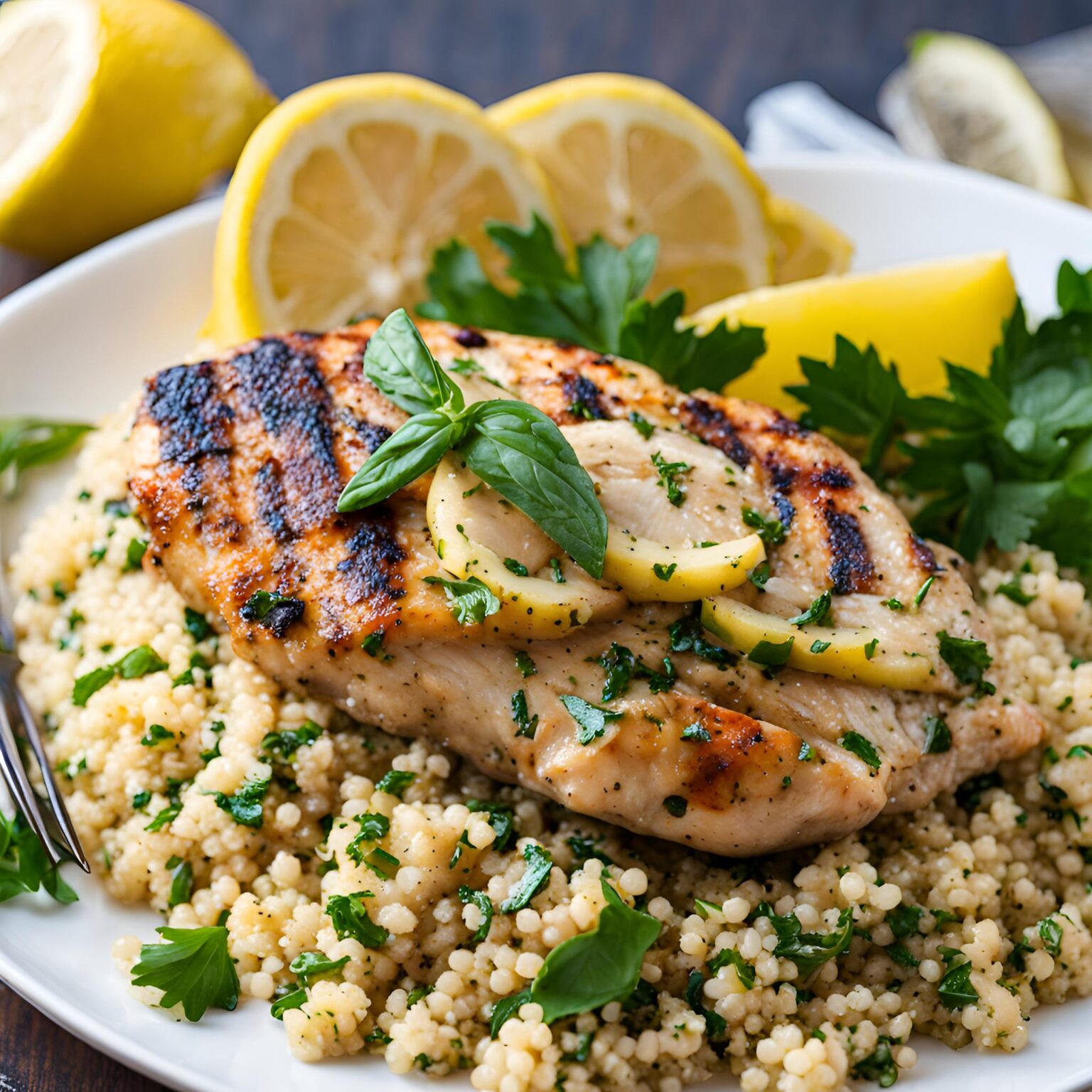 Lemon Herb Grilled Chicken with Couscous | Cheff Recipes