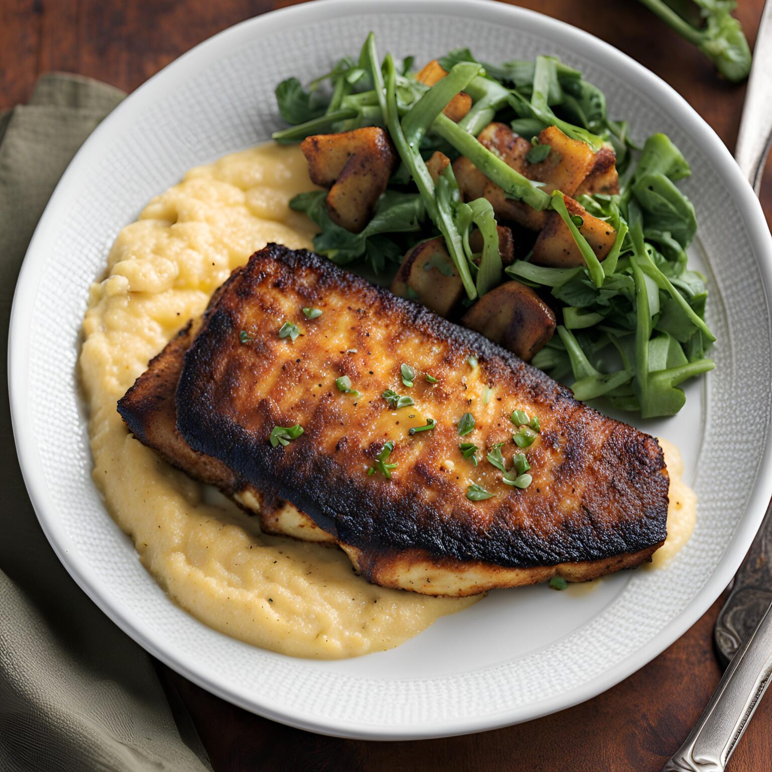 Blackened Fish and Cheese Grits | Cheff Recipes