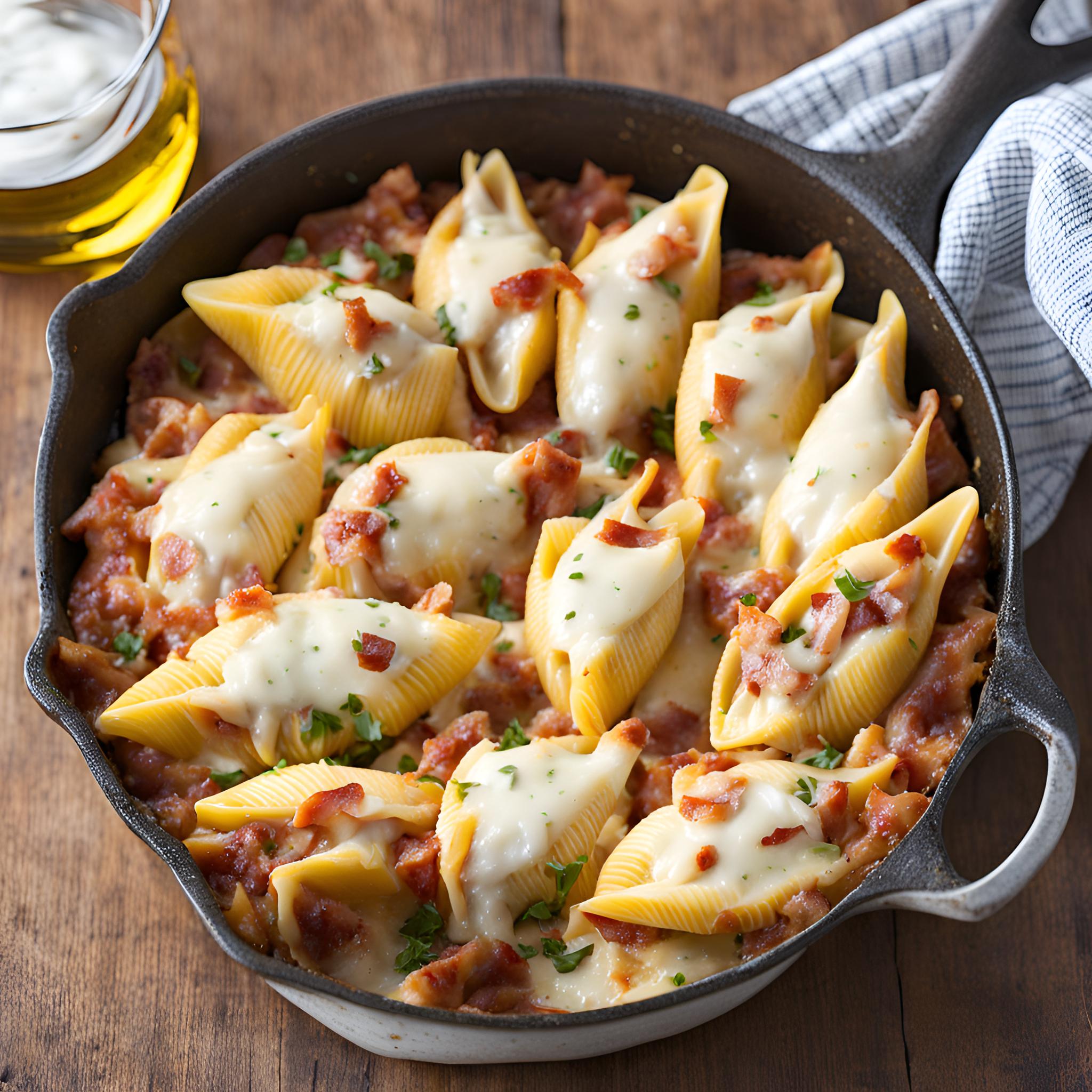 Cheesy Bacon Chicken Stuffed Shells Recipe | Cheff Recipes