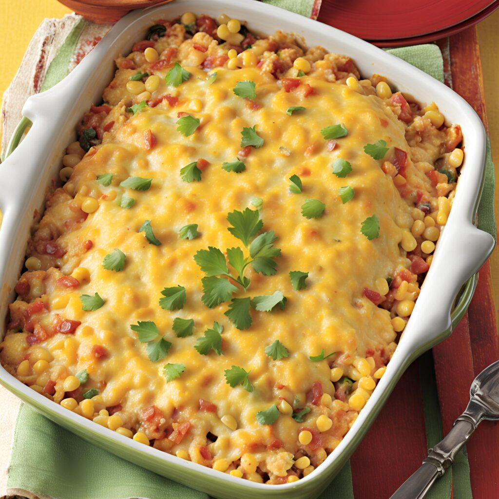 Cheesy Fiesta Corn Casserole Recipe | Cheff Recipes