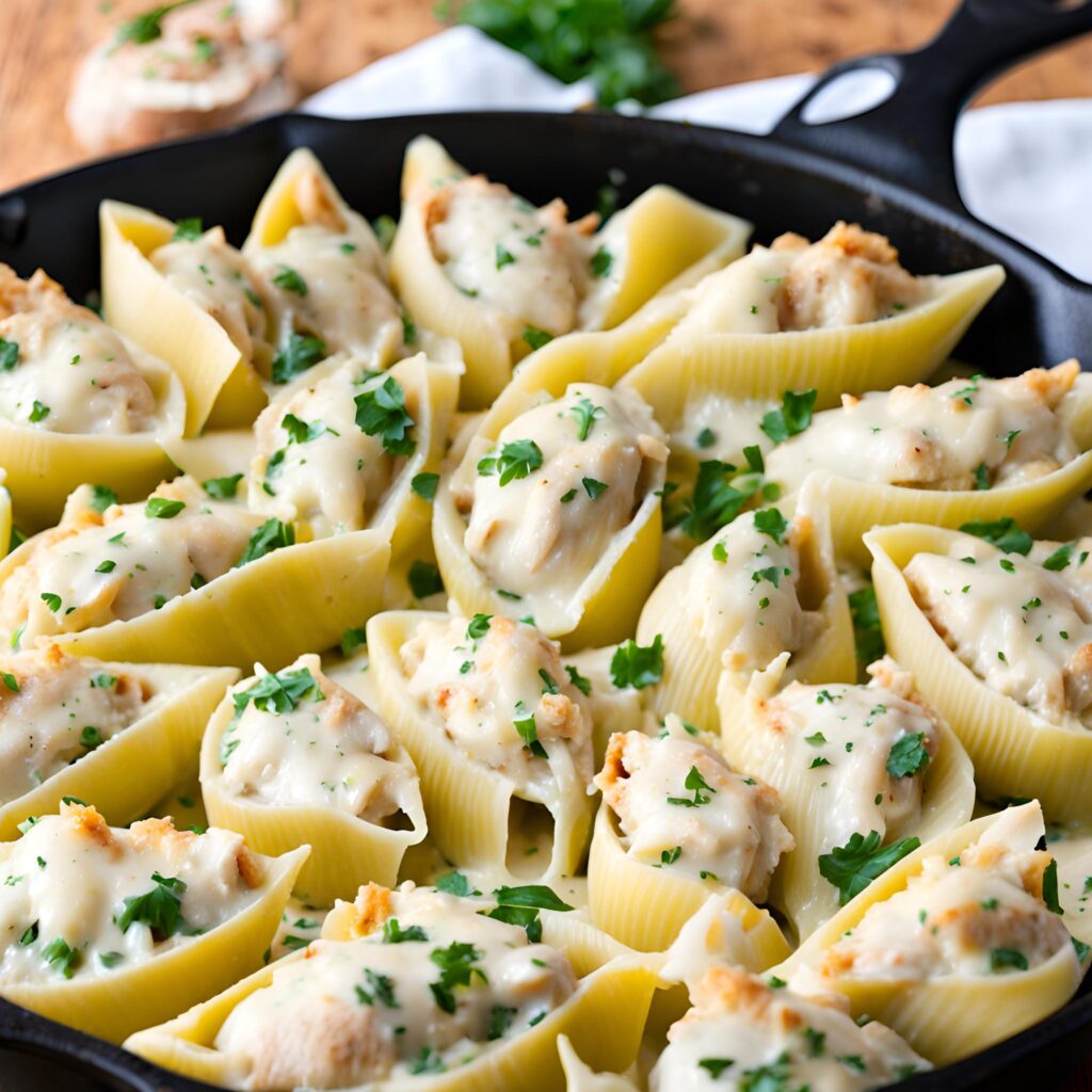 Chicken Alfredo Stuffed Shells Recipe | Cheff Recipes