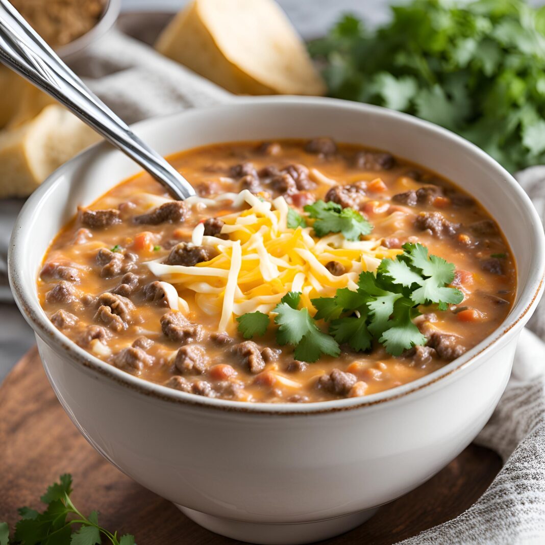 Creamy Cheesy Ground Beef Taco Soup Recipe | Cheff Recipes