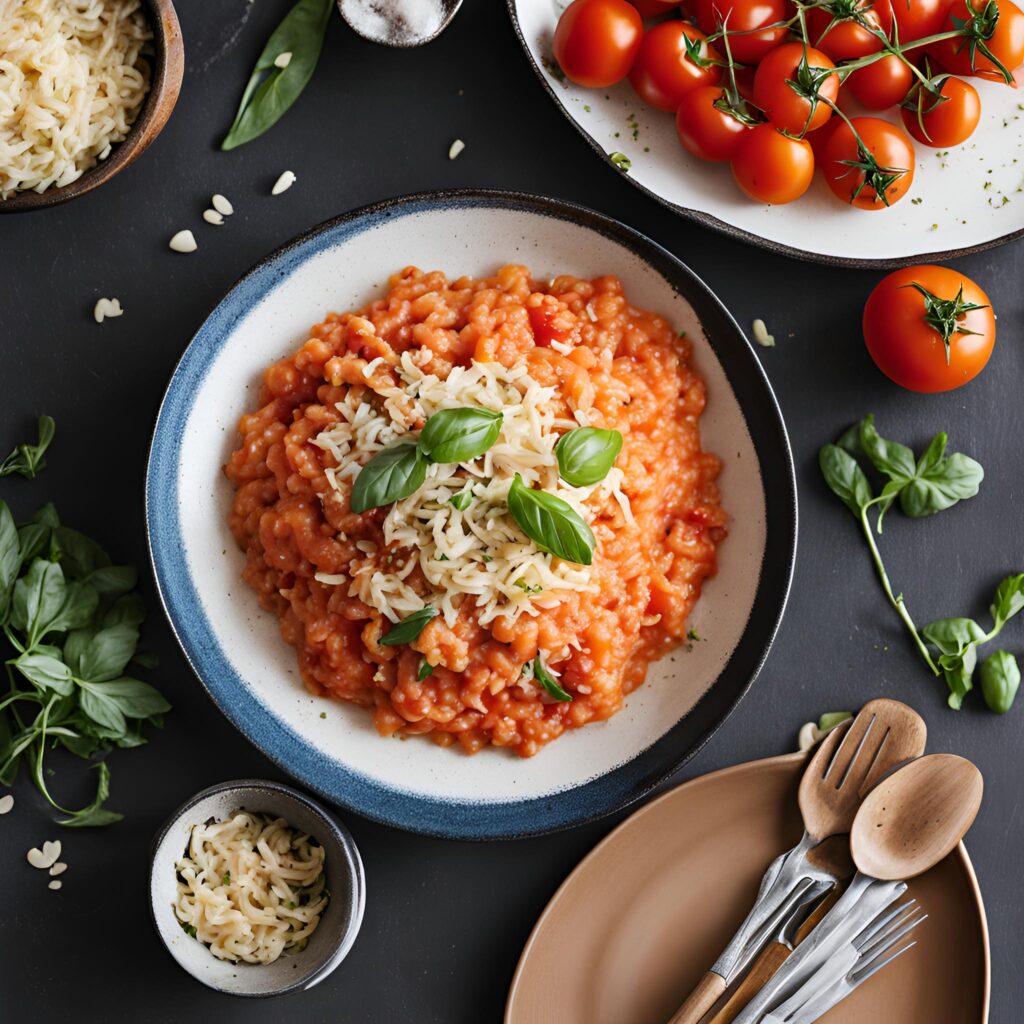 Creamy Tomato Risotto with Crispy Garlic Crumbs Recipe | Cheff Recipes