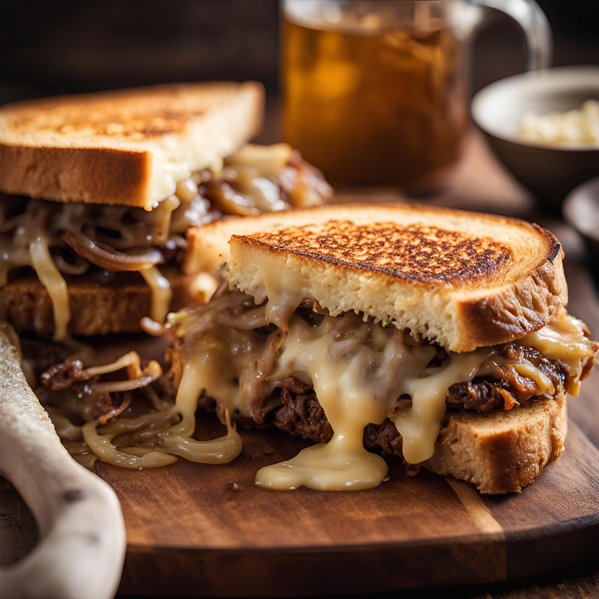 Double Decker French Onion Patty Melt Recipe | Cheff Recipes