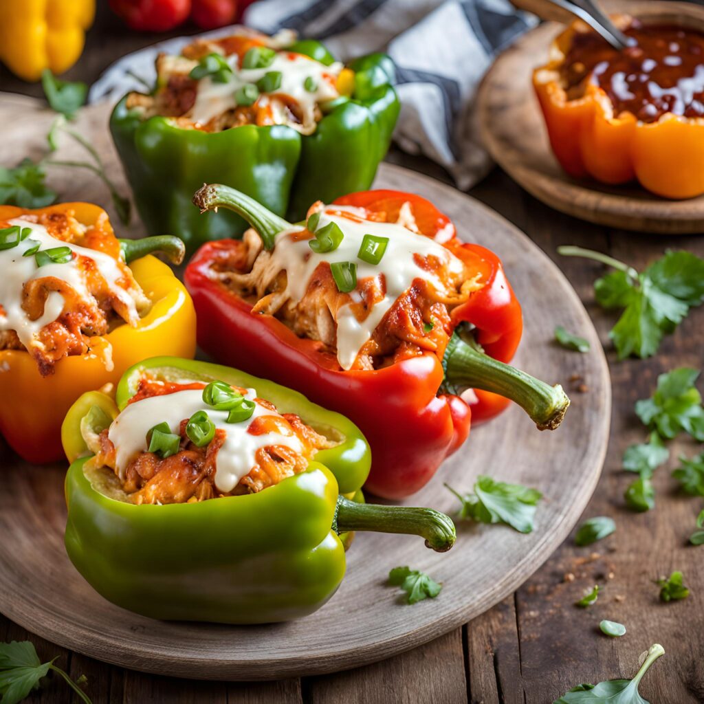 Cheesy Buffalo Chicken Stuffed Peppers Recipe | Cheff Recipes