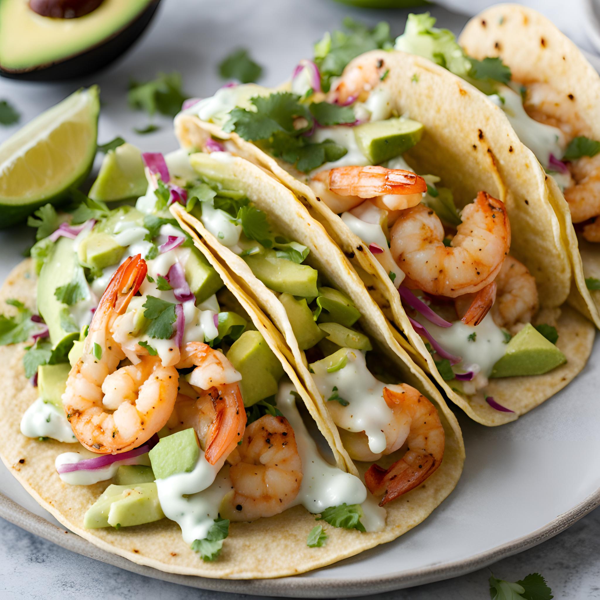 Spicy Shrimp Tacos with Avocado Crema Recipe | Cheff Recipes