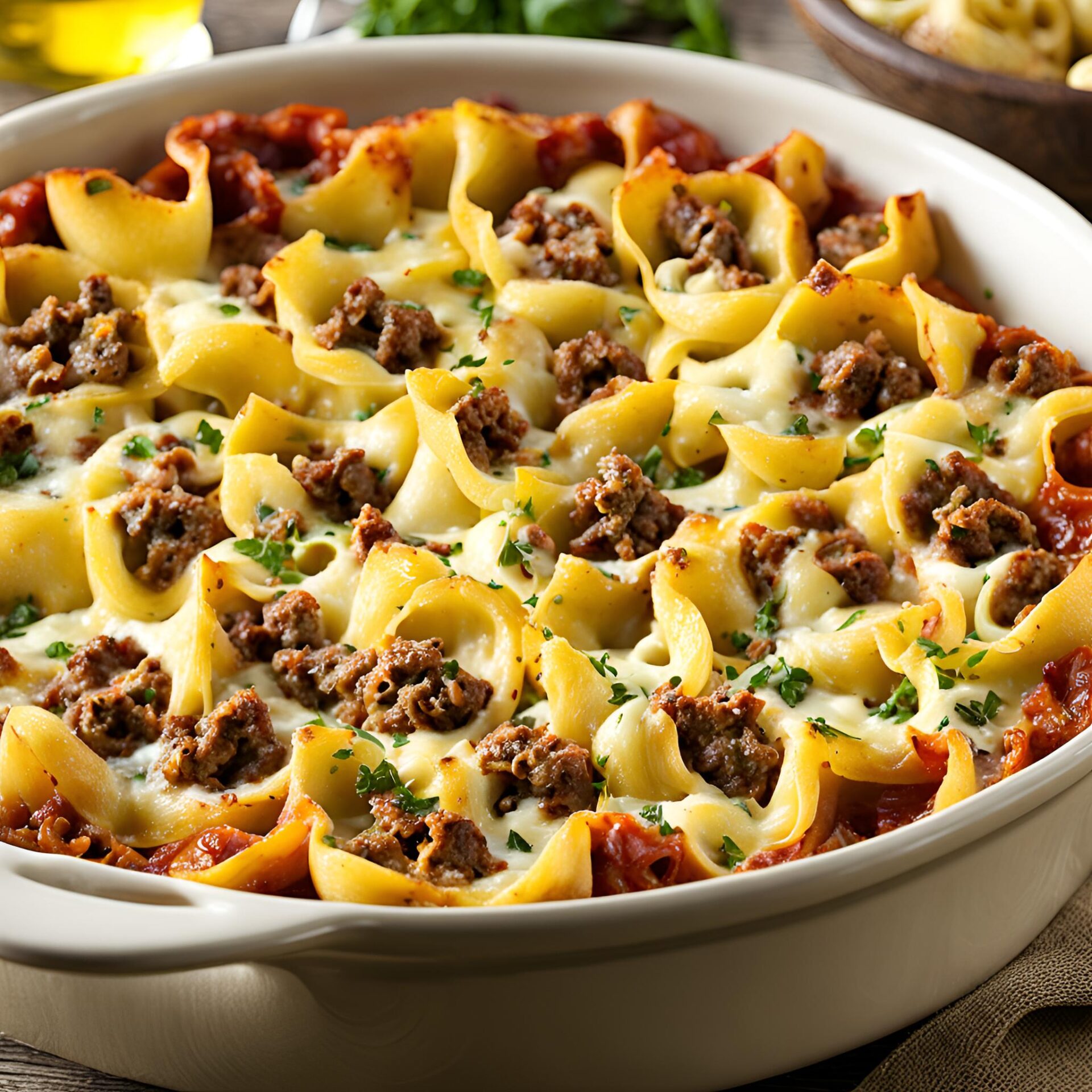 Baked Tortellini with Ground Beef Recipe | Cheff Recipes