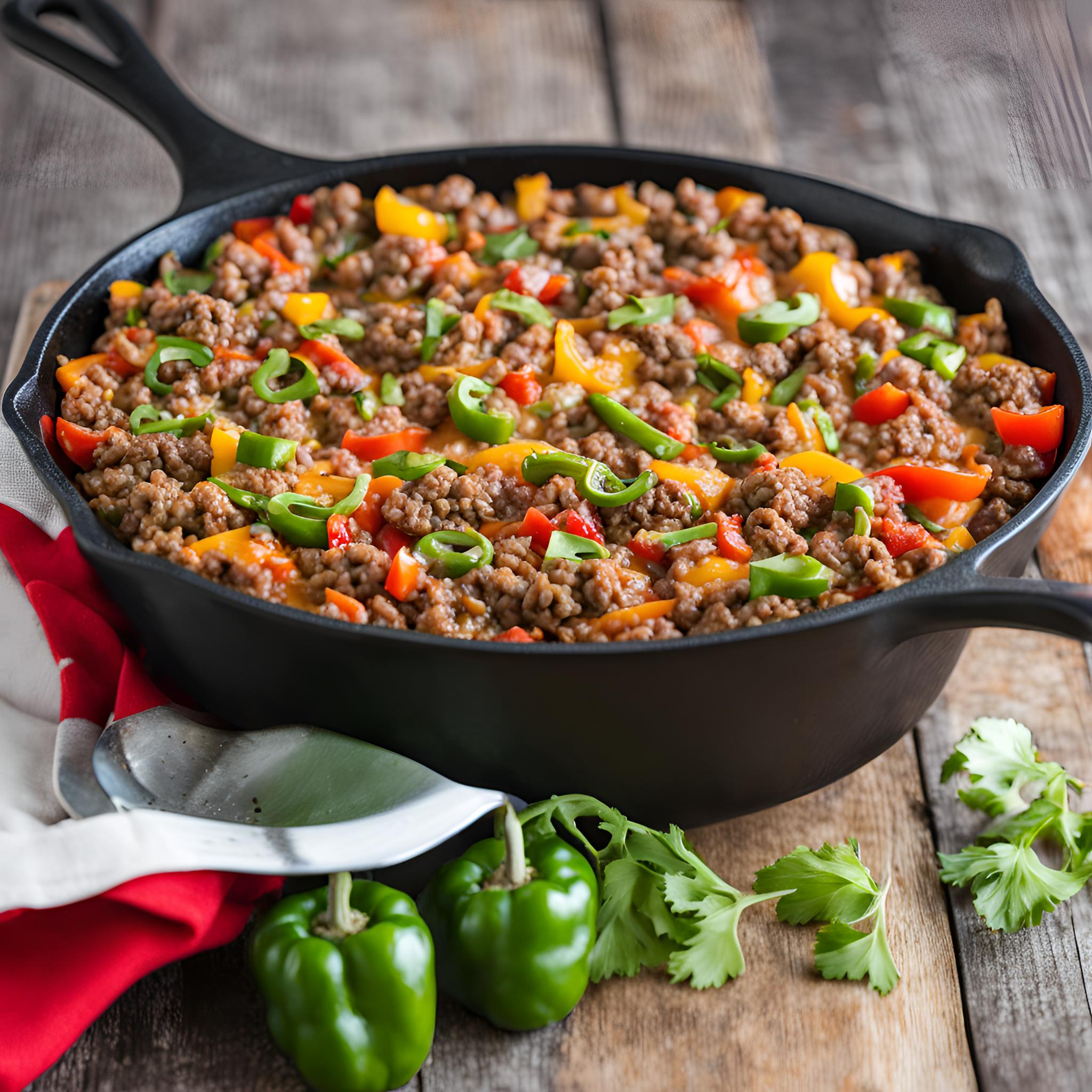 Ground Beef Stuffed Pepper Skillet Recipe | Cheff Recipes