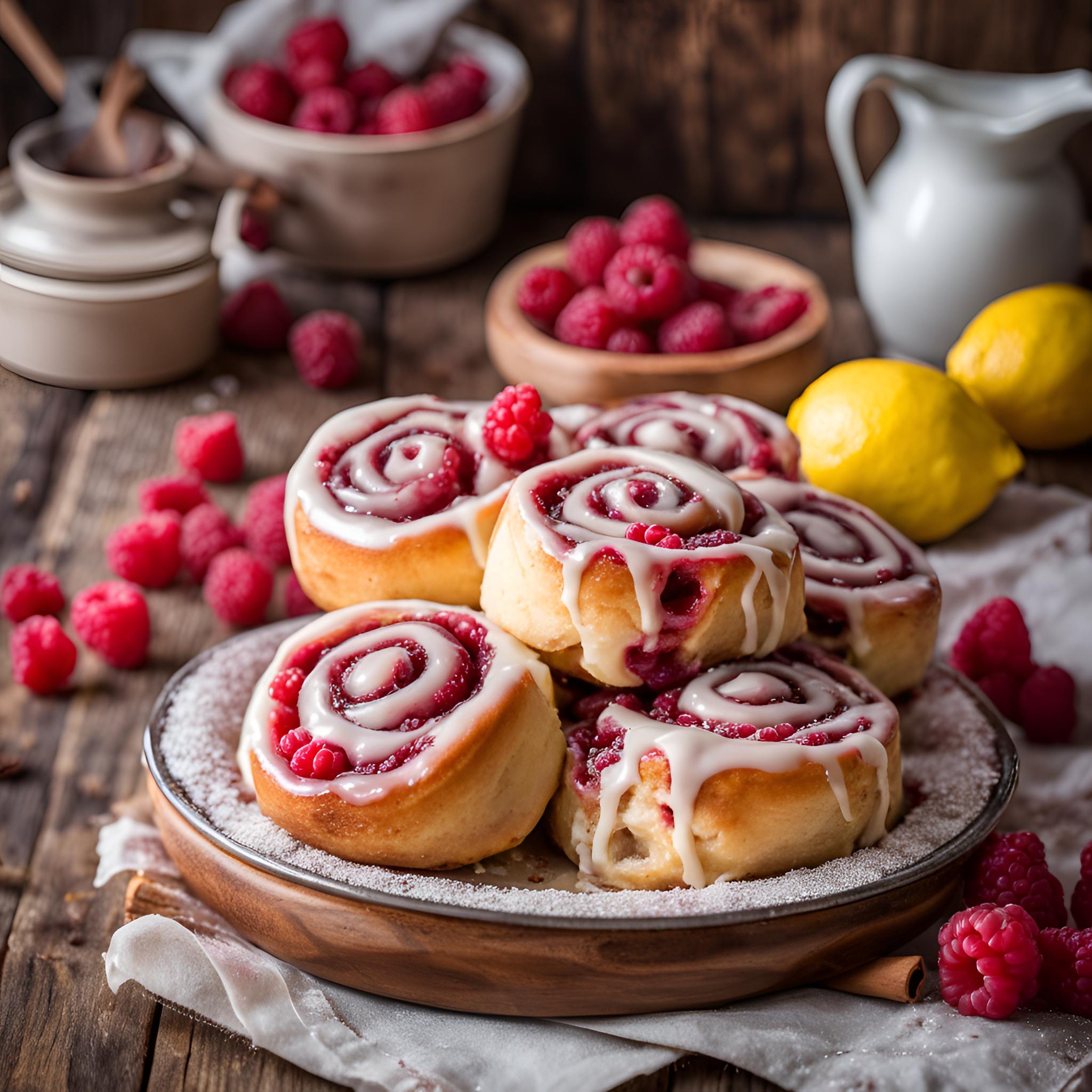 Raspberry Cinnamon Rolls with Lemon Glaze Recipe | Cheff Recipes