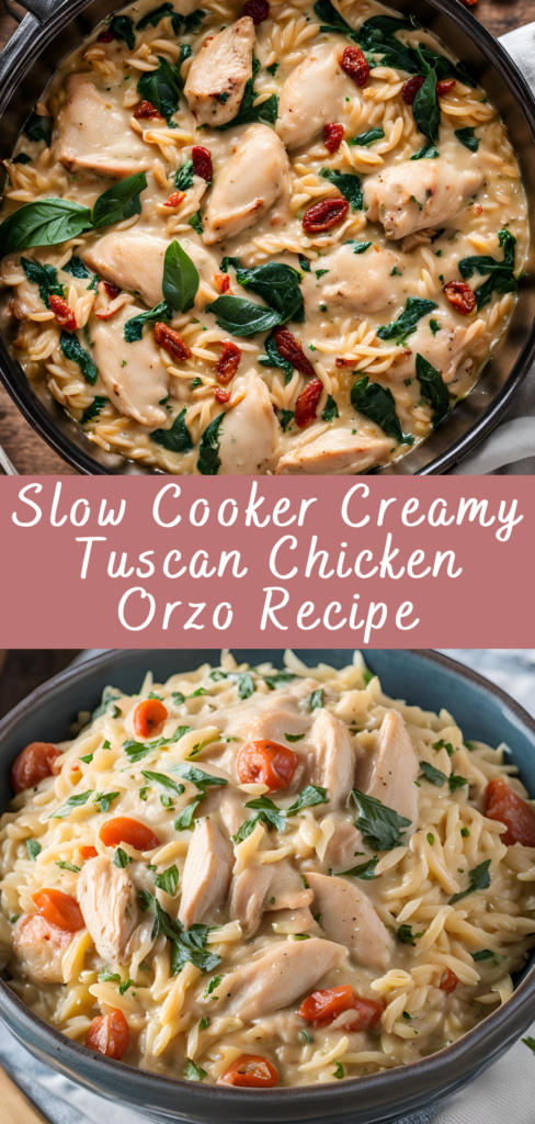 Slow Cooker Creamy Tuscan Chicken Orzo Recipe | Cheff Recipes