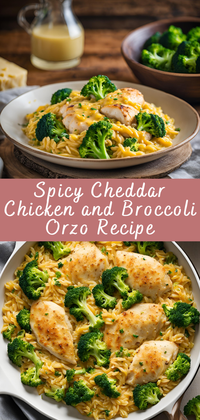Spicy Cheddar Chicken and Broccoli Orzo Recipe | Cheff Recipes