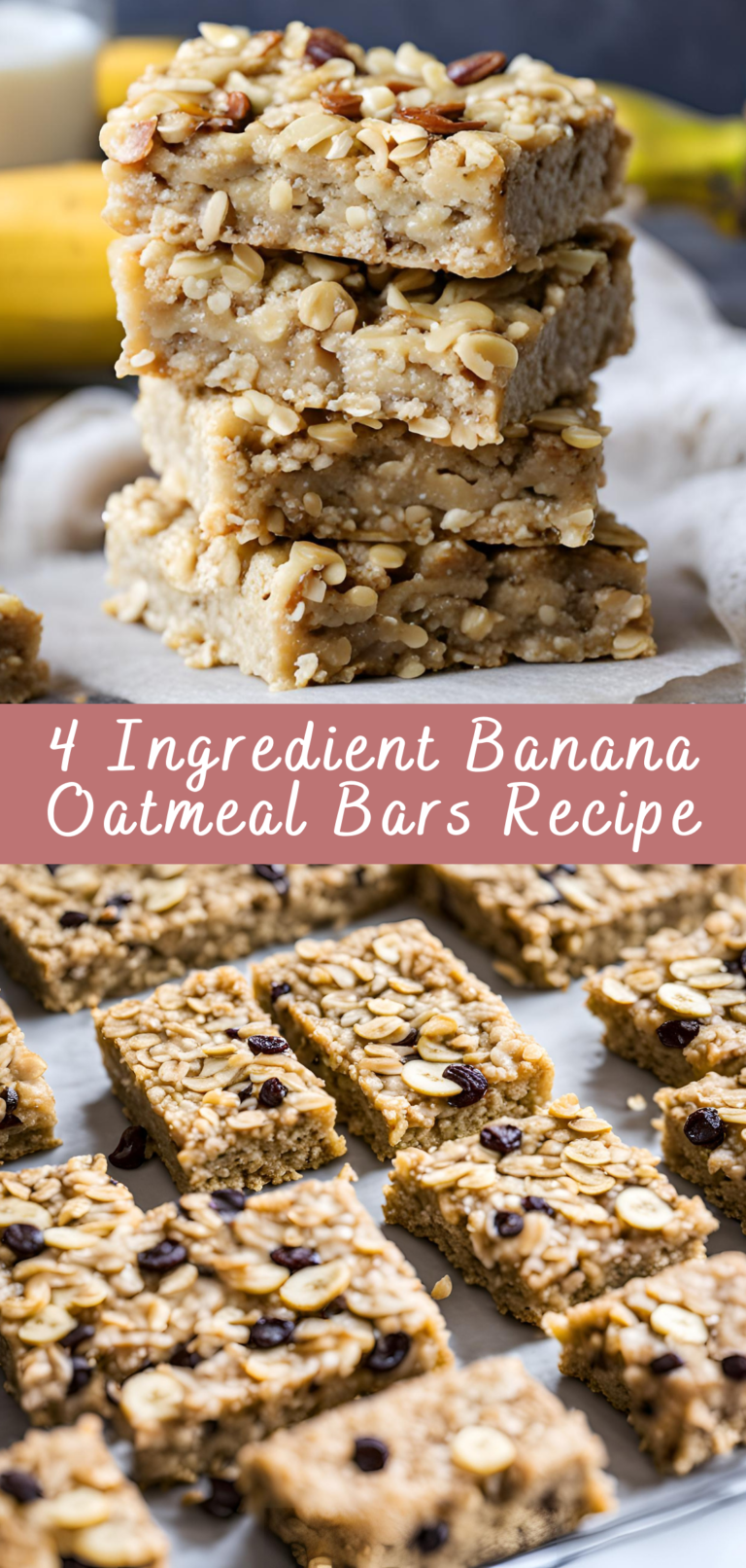4 Ingredient Banana Oatmeal Bars Recipe | Cheff Recipes