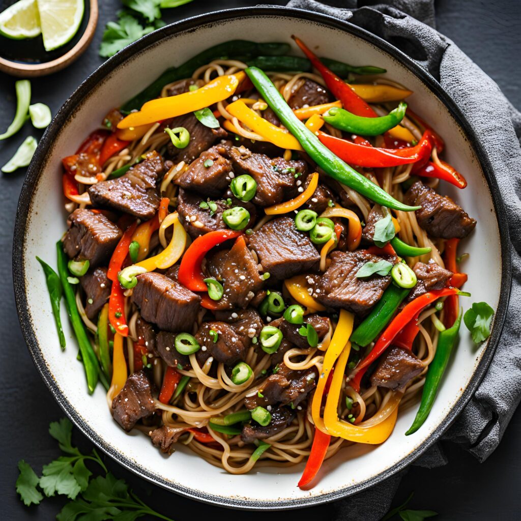 Beef Stir Fry with Noodles and Sticky Sauce Recipe | Cheff Recipes