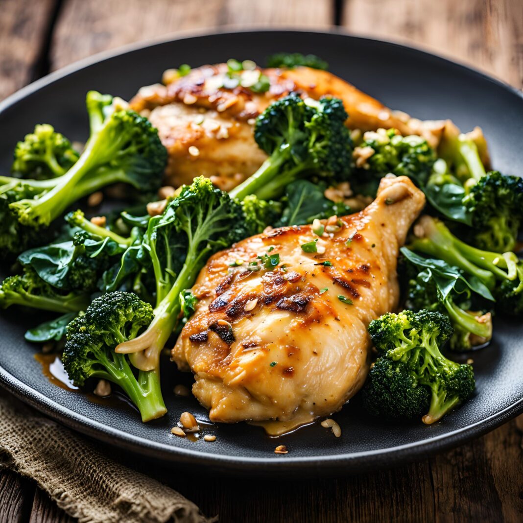 Garlic Chicken with Broccoli and Spinach Recipe | Cheff Recipes