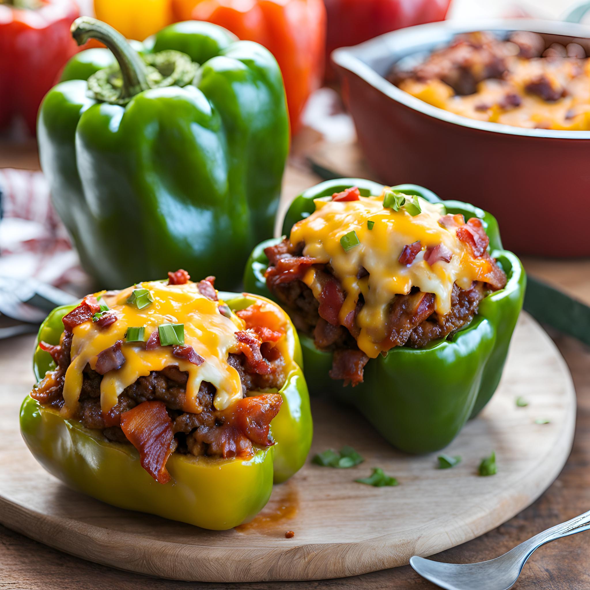 BBQ Bacon Cheeseburger Stuffed Peppers Recipe | Cheff Recipes