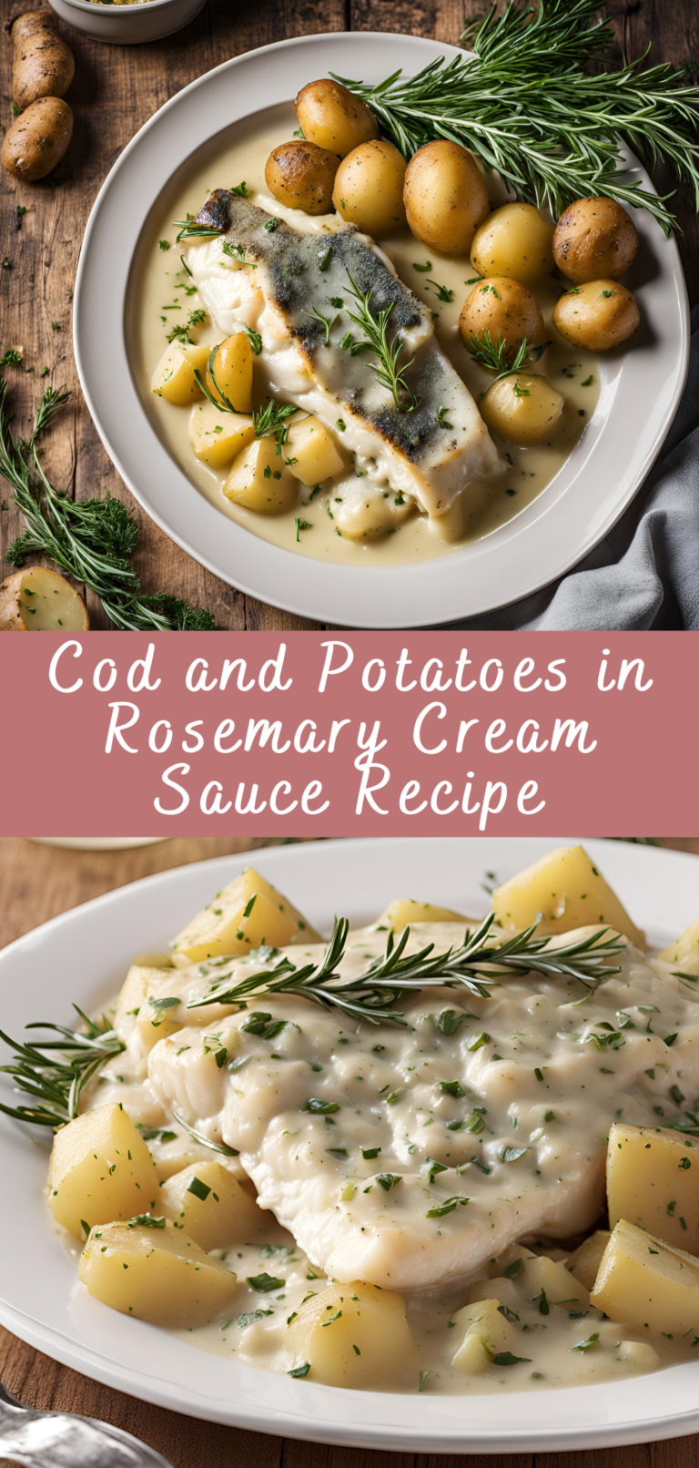 Cod and Potatoes in Rosemary Cream Sauce Recipe | Cheff Recipes