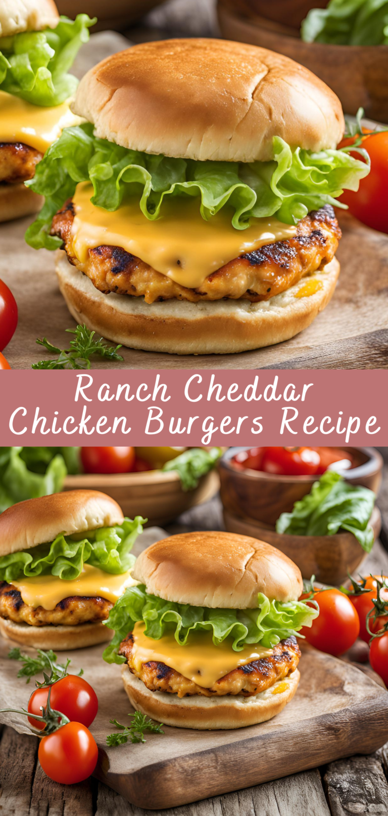 Ranch Cheddar Chicken Burgers Recipe | Cheff Recipes