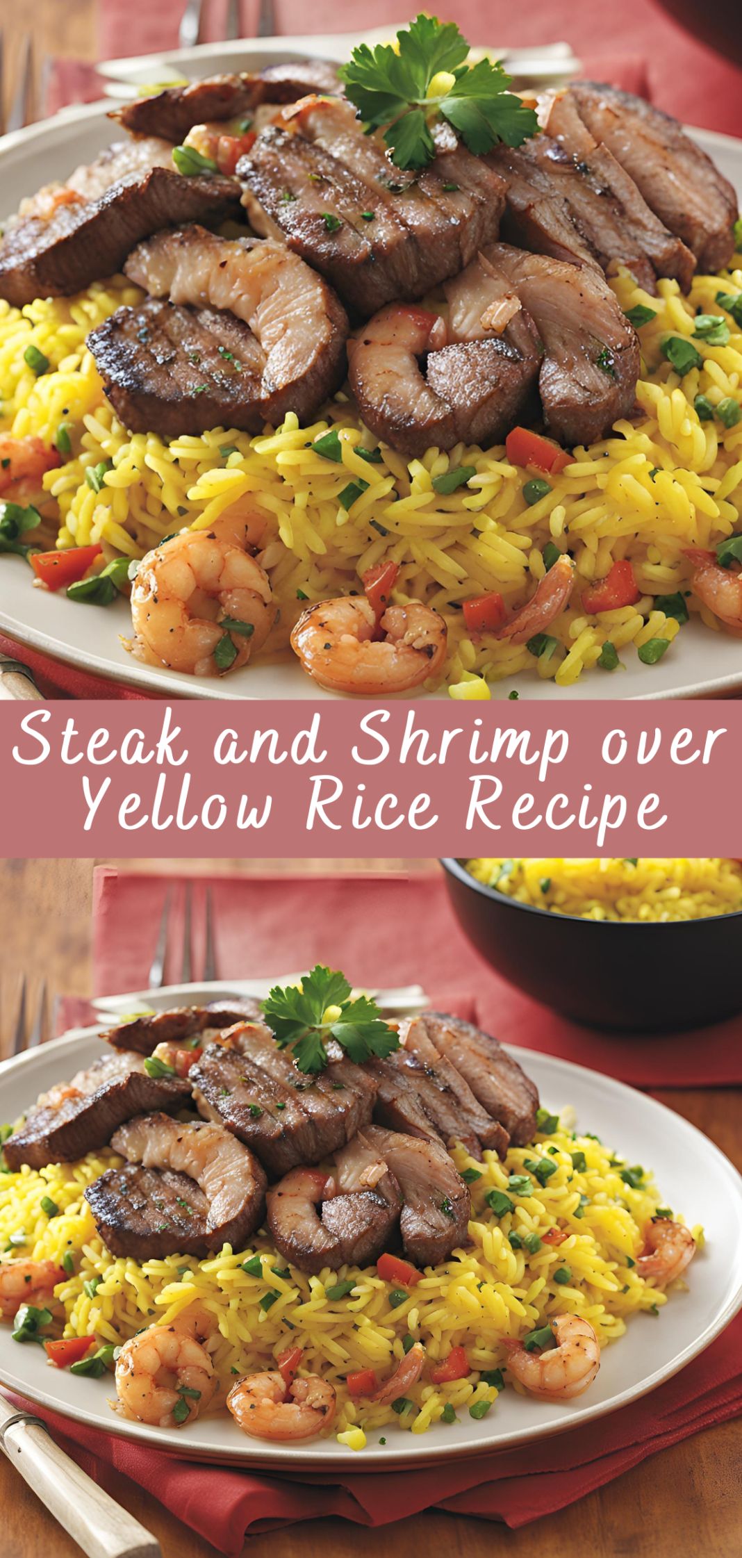 Steak and Shrimp over Yellow Rice Recipe | Cheff Recipes