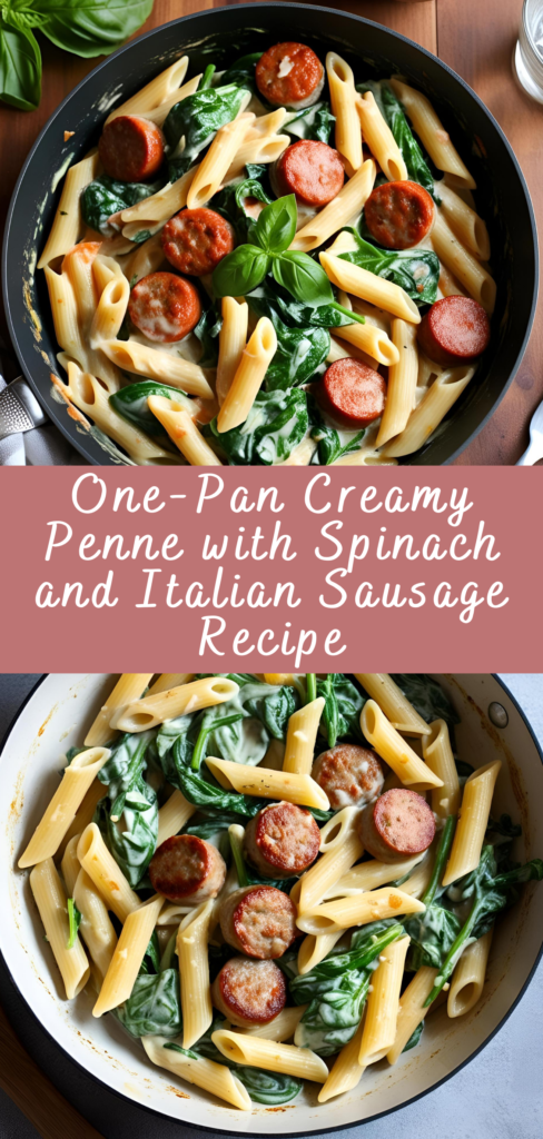 One-Pan Creamy Penne with Spinach and Italian Sausage Recipe | Cheff ...
