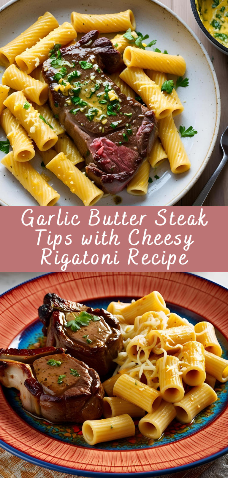 Garlic Butter Steak Tips with Cheesy Rigatoni Recipe | Cheff Recipes