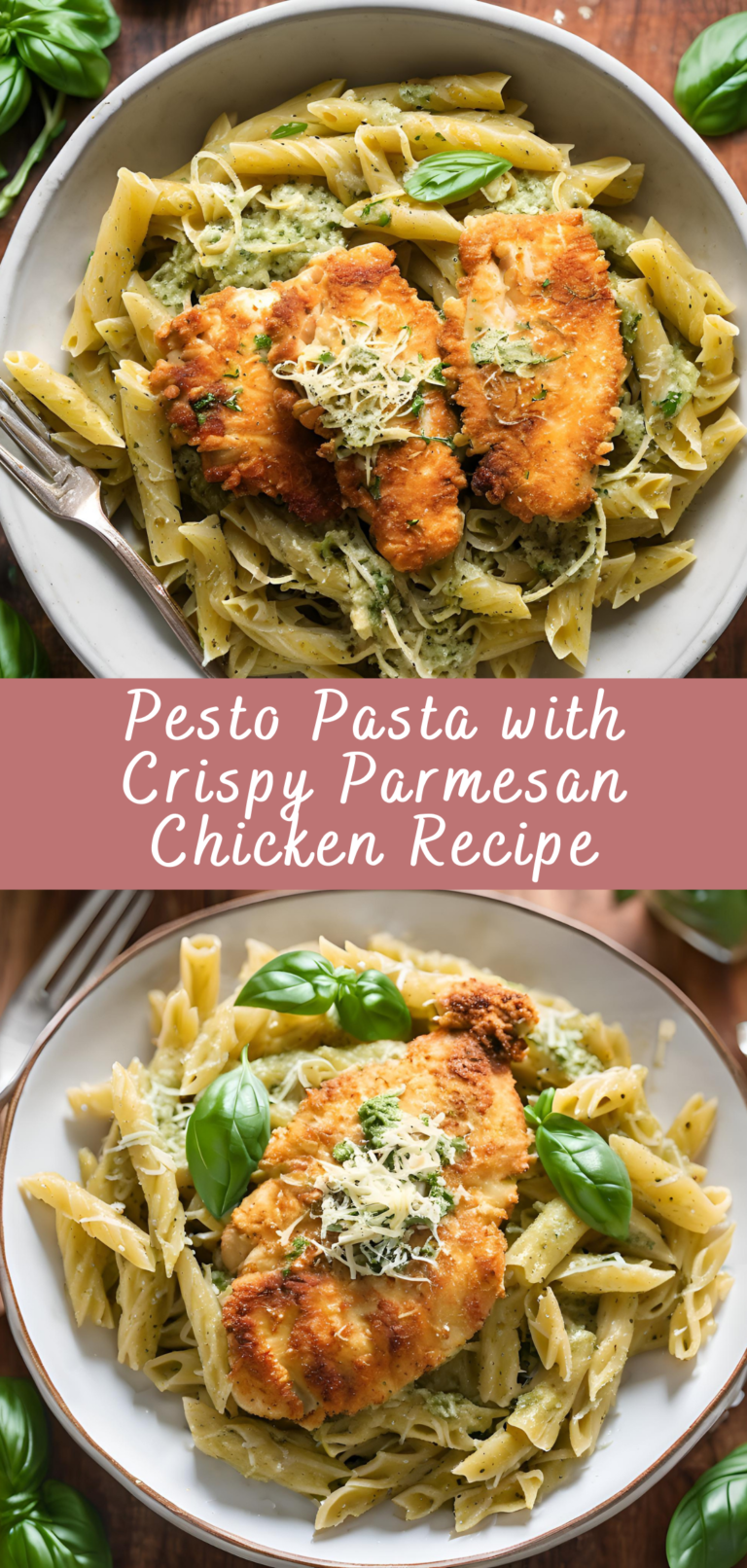 Pesto Pasta with Crispy Parmesan Chicken Recipe | Cheff Recipes