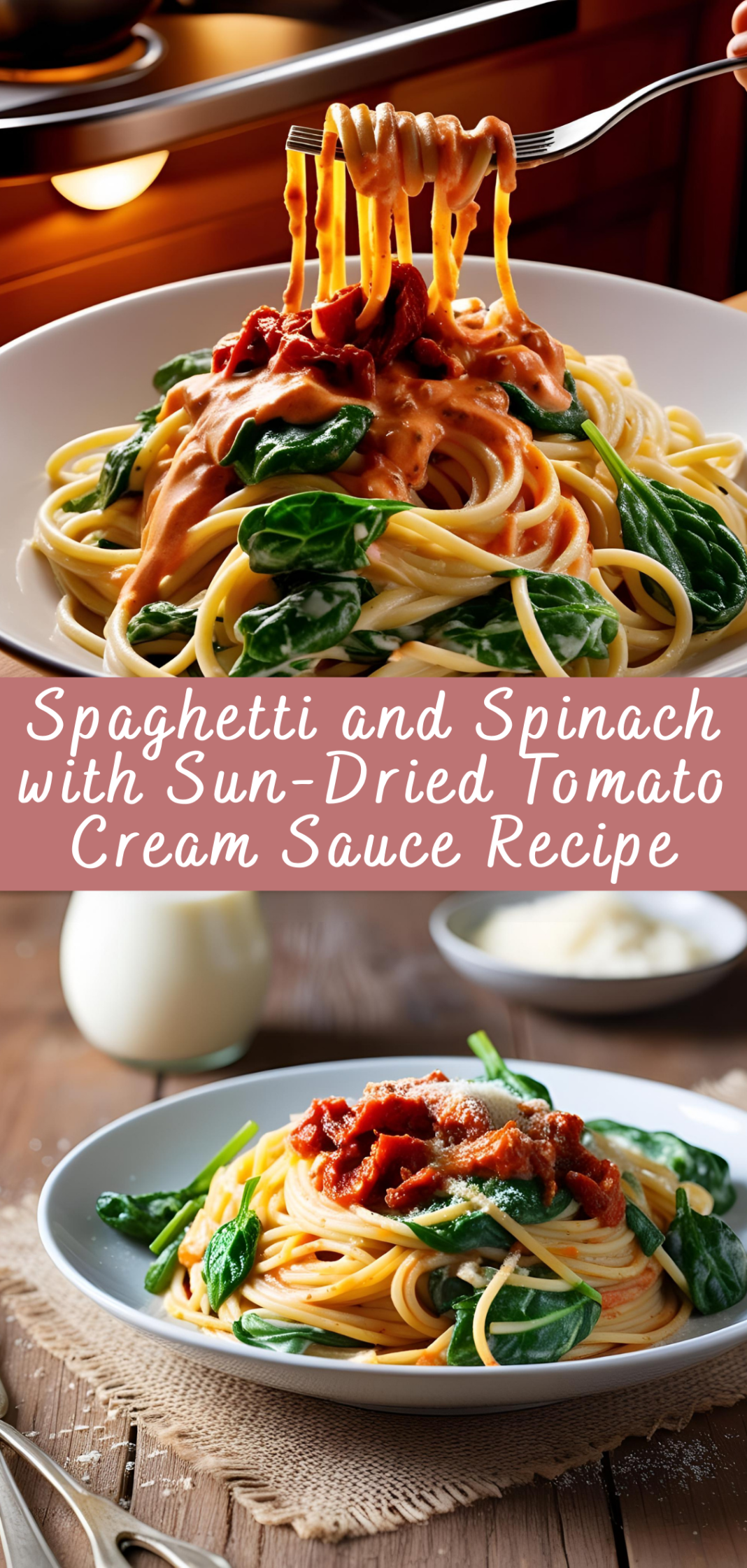 Spaghetti and Spinach with Sun-Dried Tomato Cream Sauce Recipe | Cheff ...