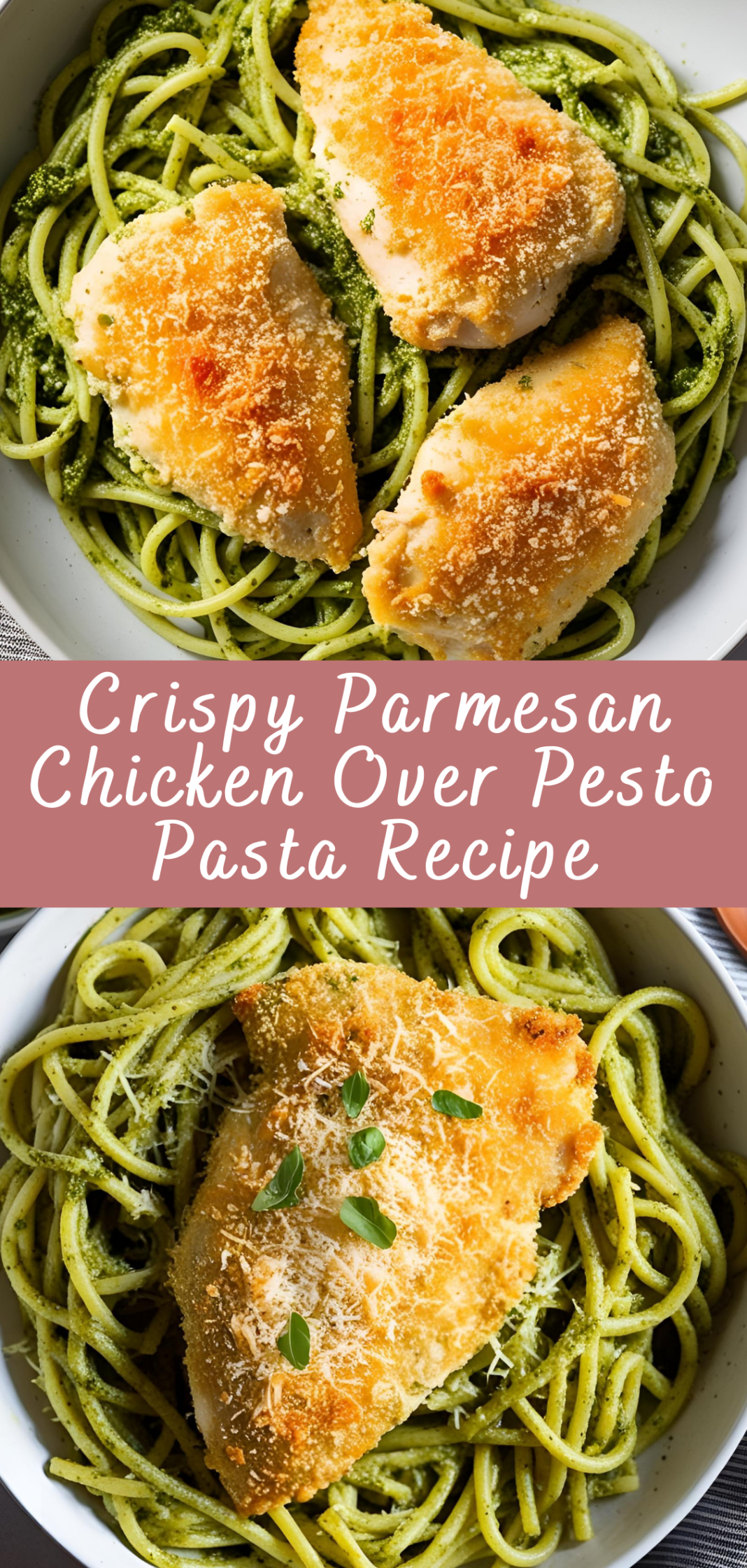 Crispy Parmesan Chicken Over Pesto Pasta Recipe | Cheff Recipes