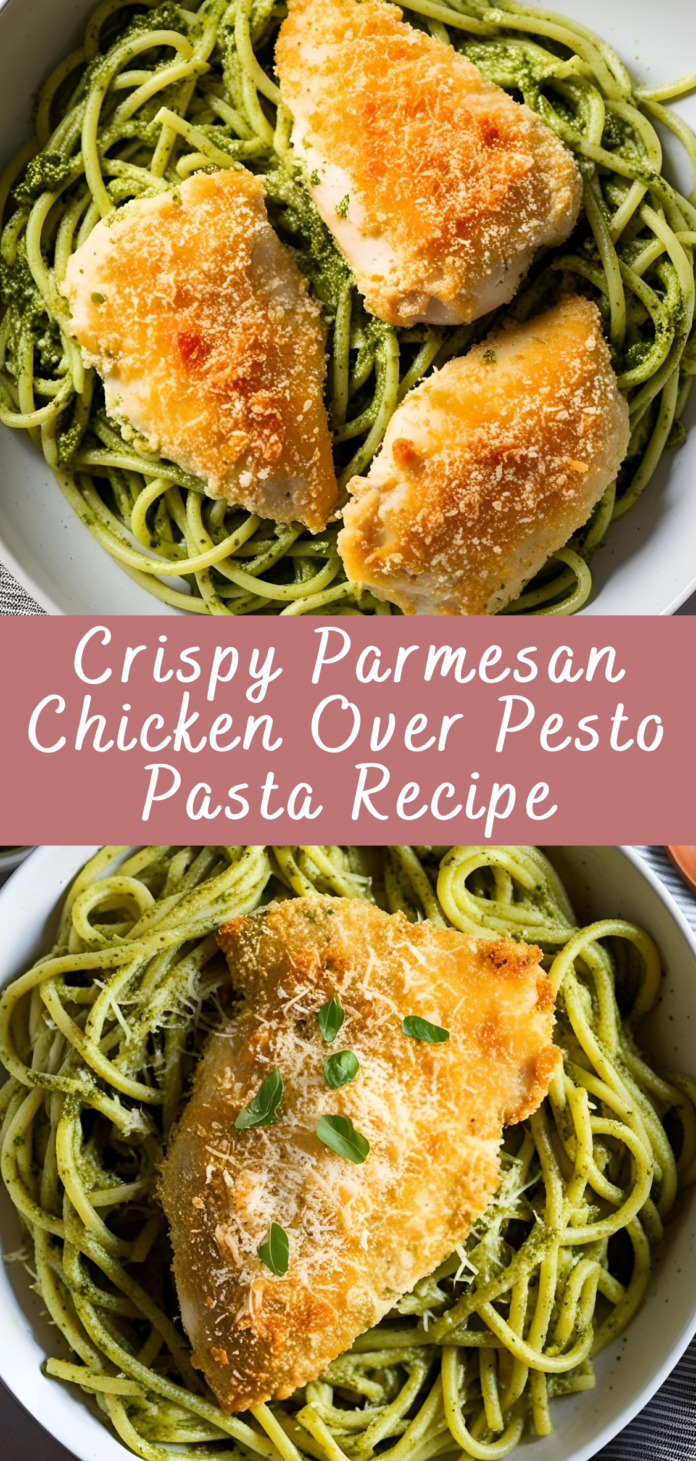 Crispy Parmesan Chicken Over Pesto Pasta Recipe | Cheff Recipes