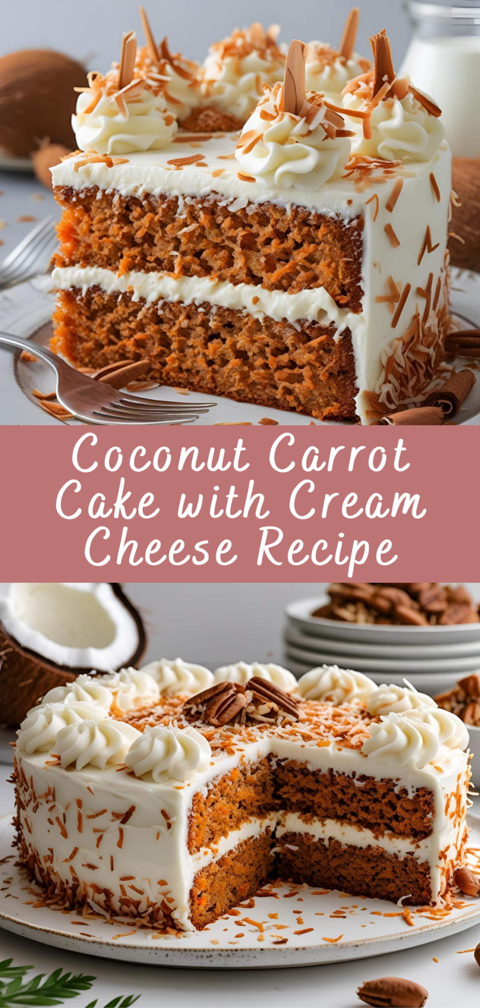 Coconut Carrot Cake with Cream Cheese Recipe | Cheff Recipes