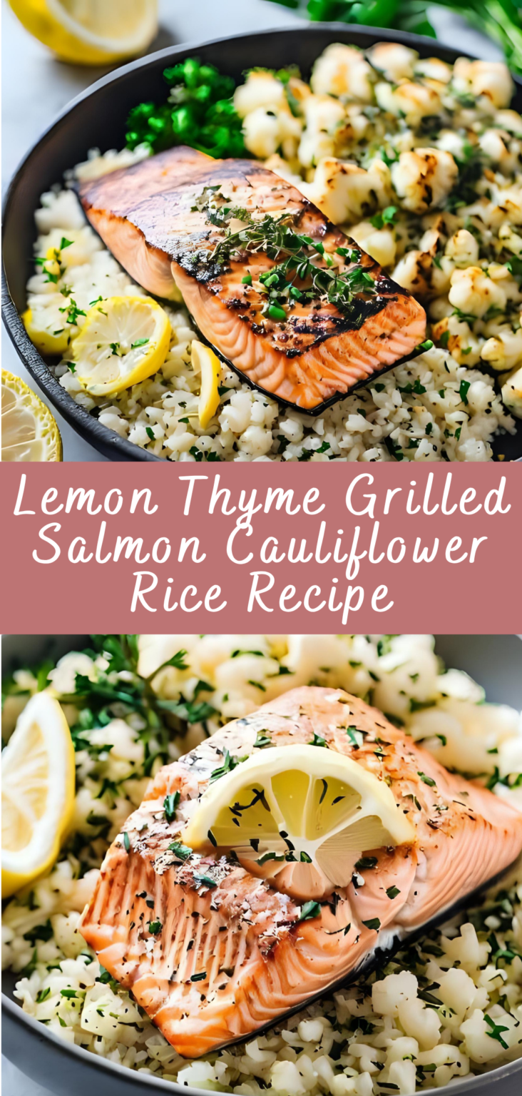 Lemon Thyme Grilled Salmon Cauliflower Rice Recipe | Cheff Recipes