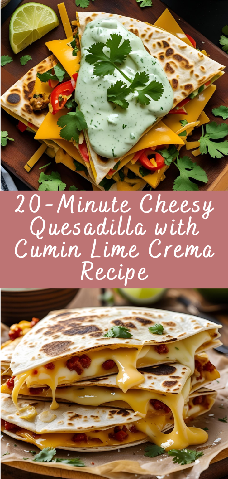 20-Minute Cheesy Quesadilla with Cumin Lime Crema Recipe | Cheff Recipes