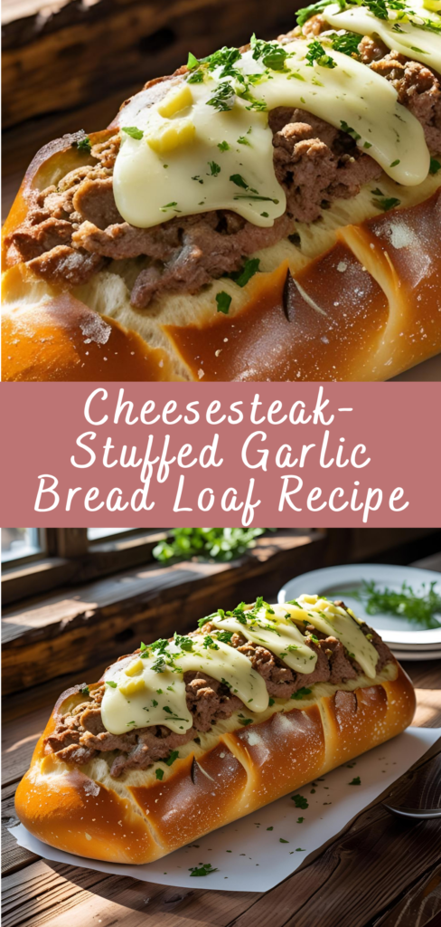 Cheesesteak-Stuffed Garlic Bread Loaf Recipe | Cheff Recipes