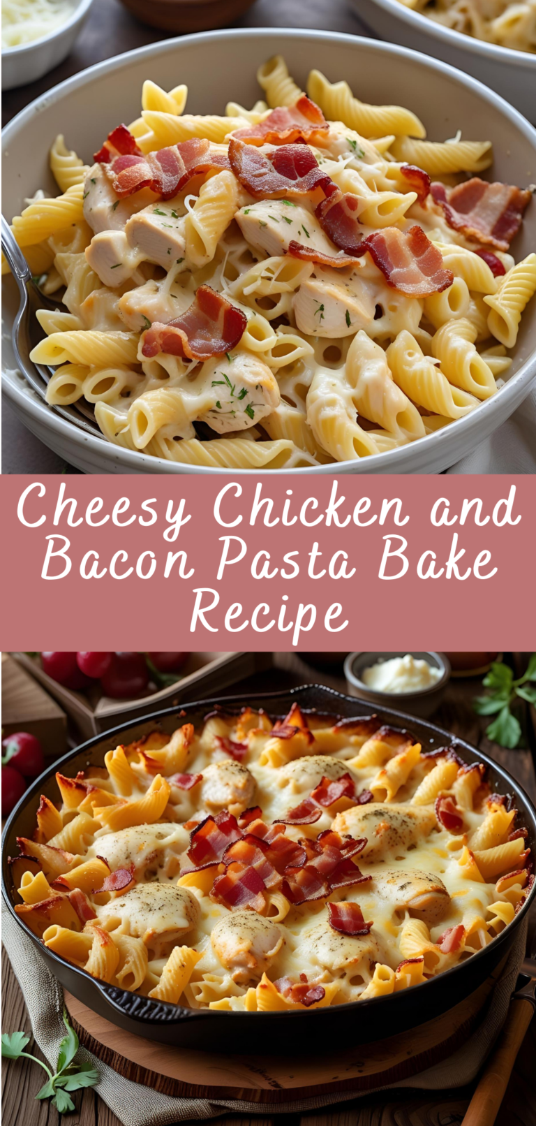 Cheesy Chicken and Bacon Pasta Bake Recipe | Cheff Recipes