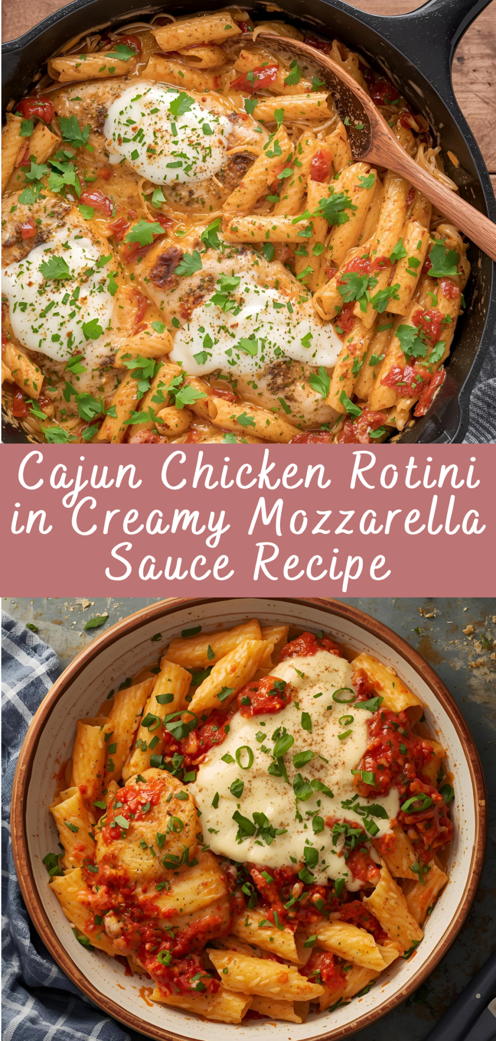 Cajun Chicken Rotini in Creamy Mozzarella Sauce Recipe | Cheff Recipes