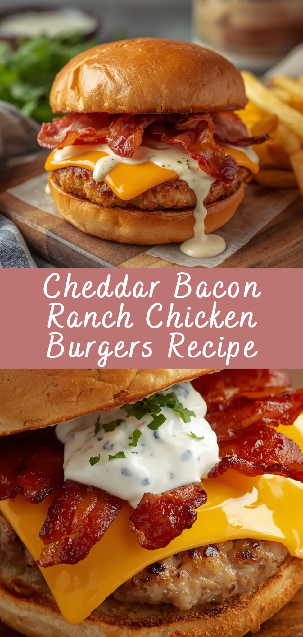 Cheddar Bacon Ranch Chicken Burgers Recipe | Cheff Recipes
