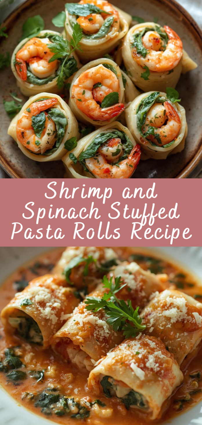 Shrimp and Spinach Stuffed Pasta Rolls Recipe | Cheff Recipes